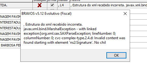 L4 - Estrutura do xml recebido incorreta. javax.xml.bind.MarshalException - with linked ...